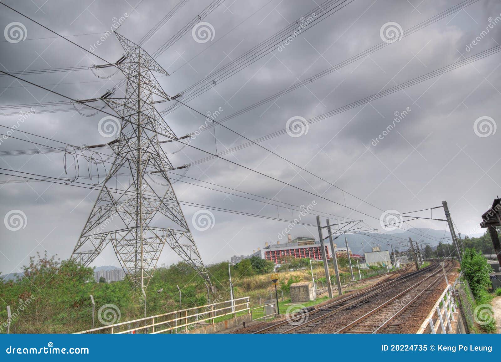 Train Track and Power Tower Stock Image - Image of perspective, global ...