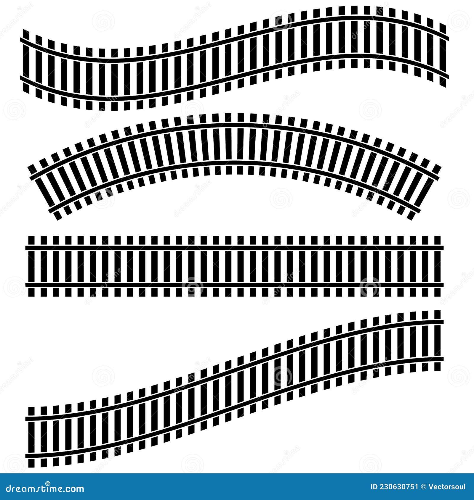 Train Track, Rail Way Silhouette Element Stock Vector - Illustration of ...