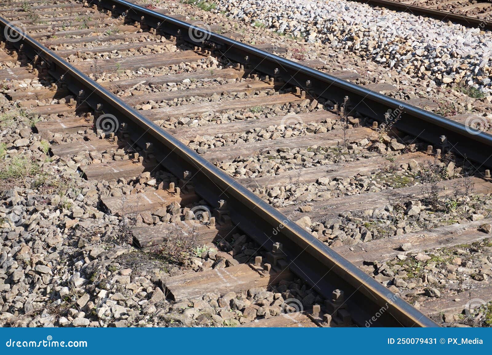 Train Track/ Railroad - Side View Stock Image - Image of perspective ...