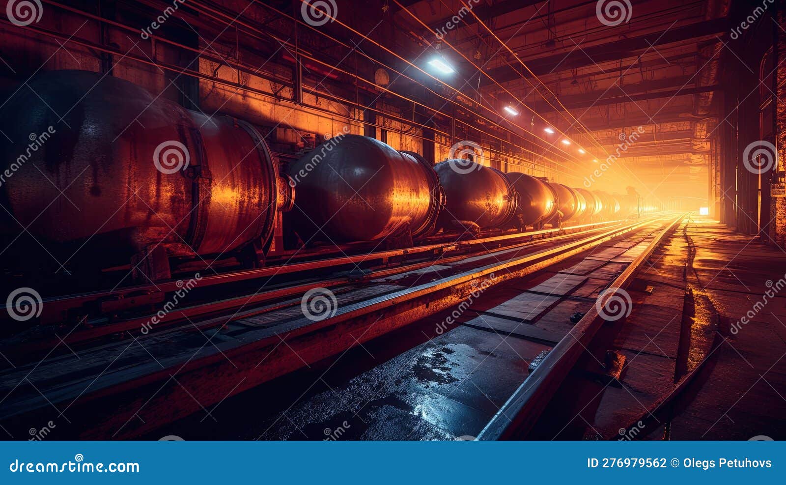 A Train Track with a Row of Oil Tanks on it Stock Illustration ...