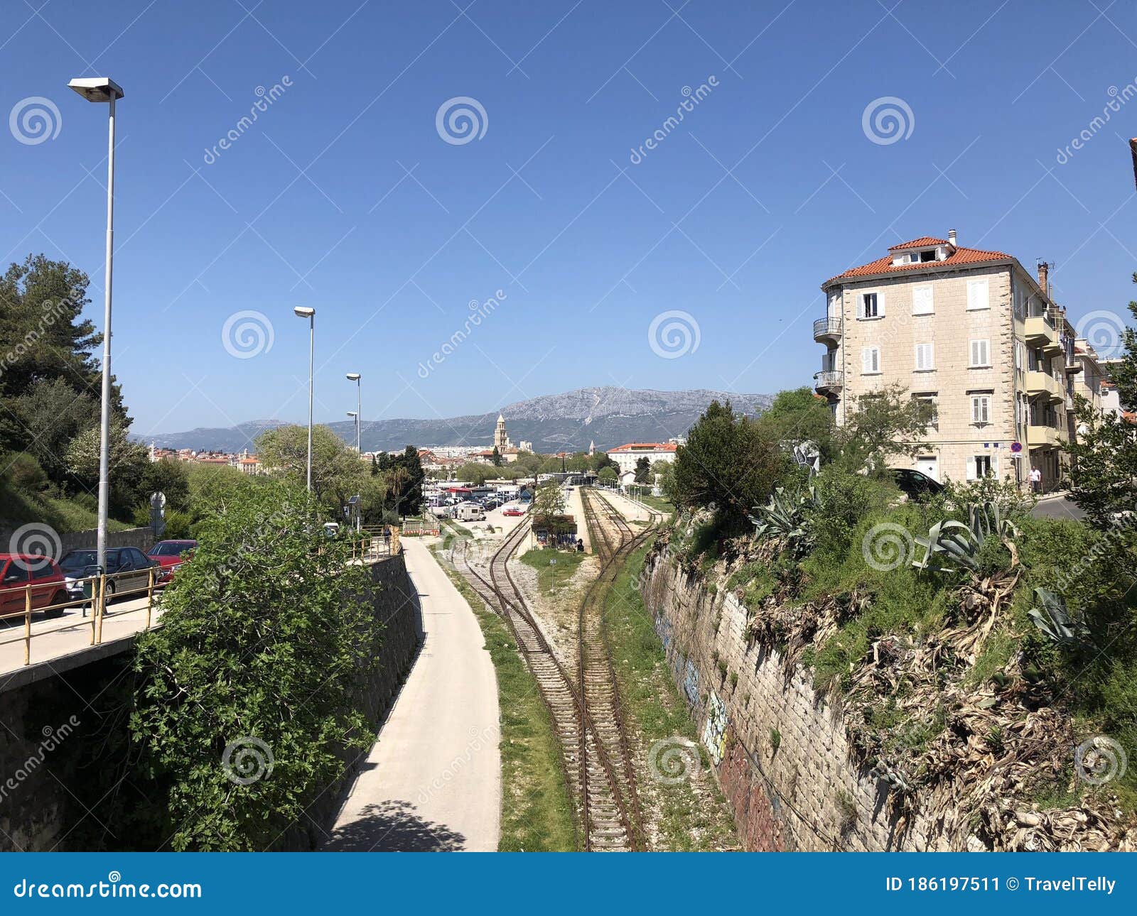 Train track in Split stock image. Image of croatia, architecture ...