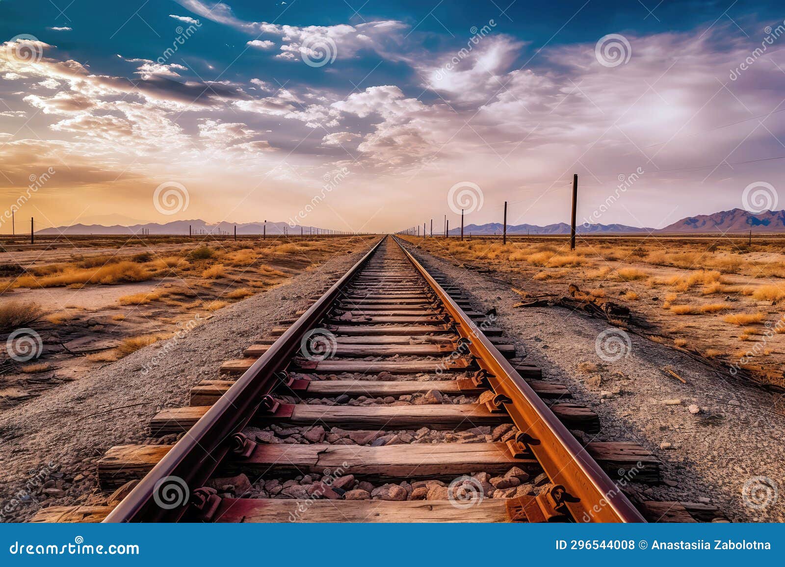 Train Track Stretching into the Vanishing Point, Highlighting Linear ...