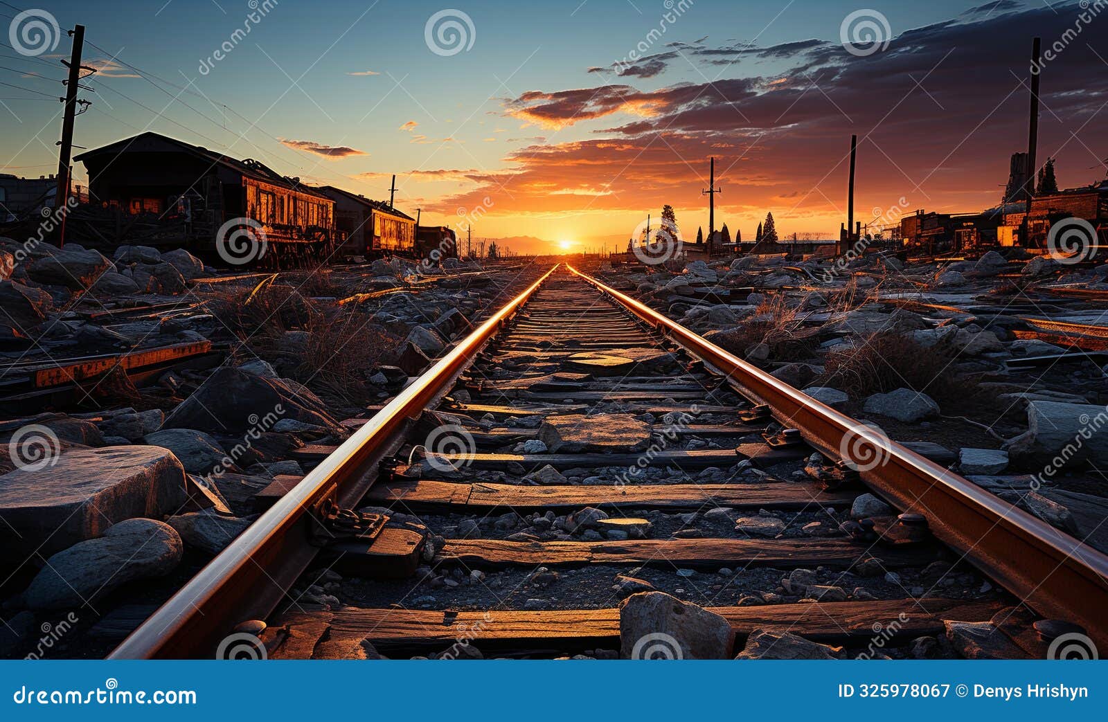 Train Track at Sunset stock image. Image of railway - 325978067