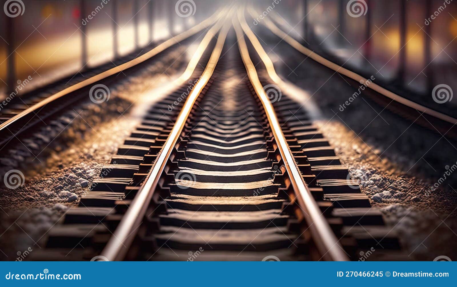 A Train Track with a Train Coming Down the Middle of the Track and a ...