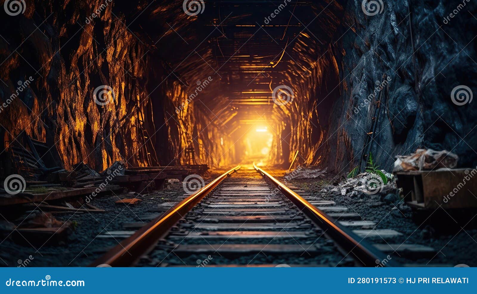 Train Track in a Tunnel. Generative Ai Stock Illustration ...