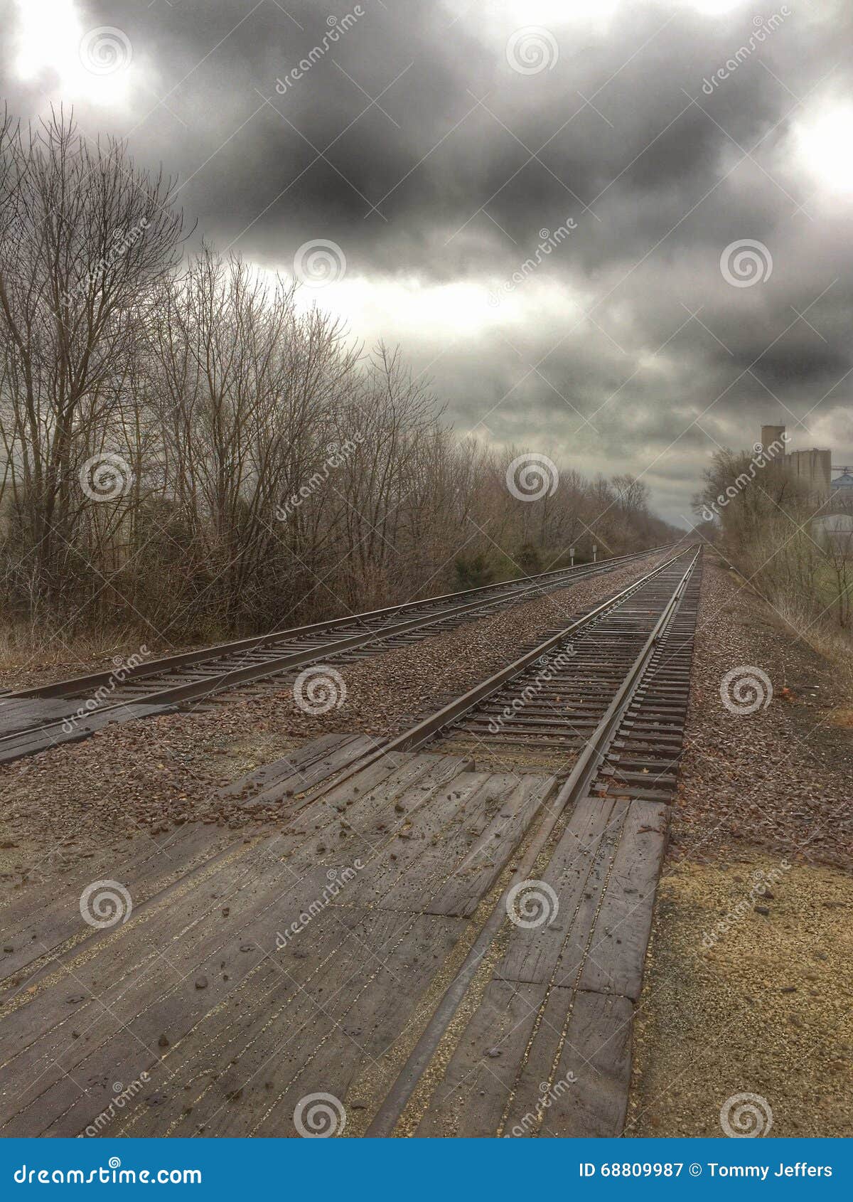 Train Track Under Storm Clouds Stock Image - Image of road, train: 68809987