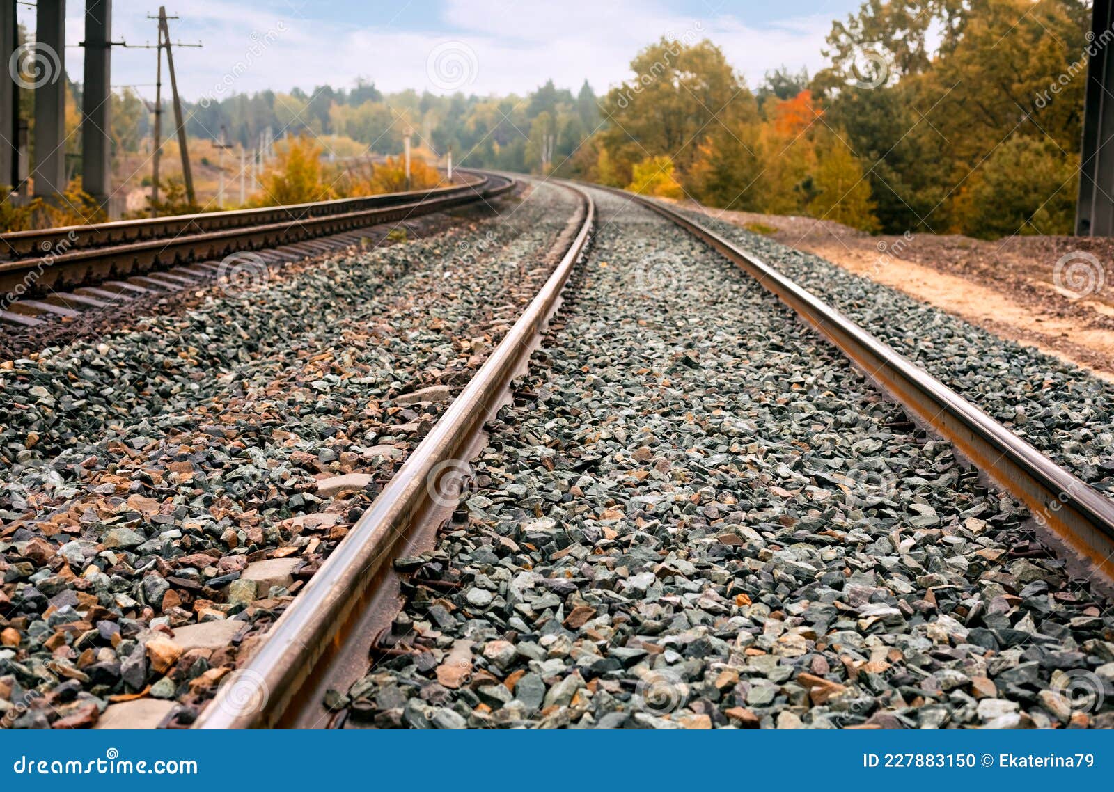 Train Tracks through an Autumn Forest Stock Photo - Image of rails ...