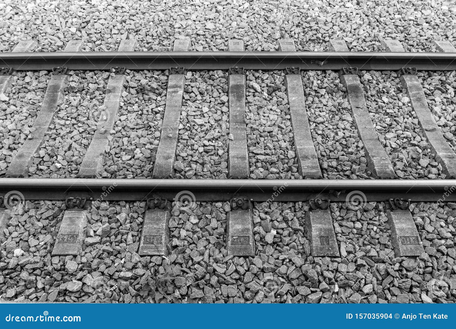 Train Tracks Black and White Stock Photo - Image of rails, gravel ...