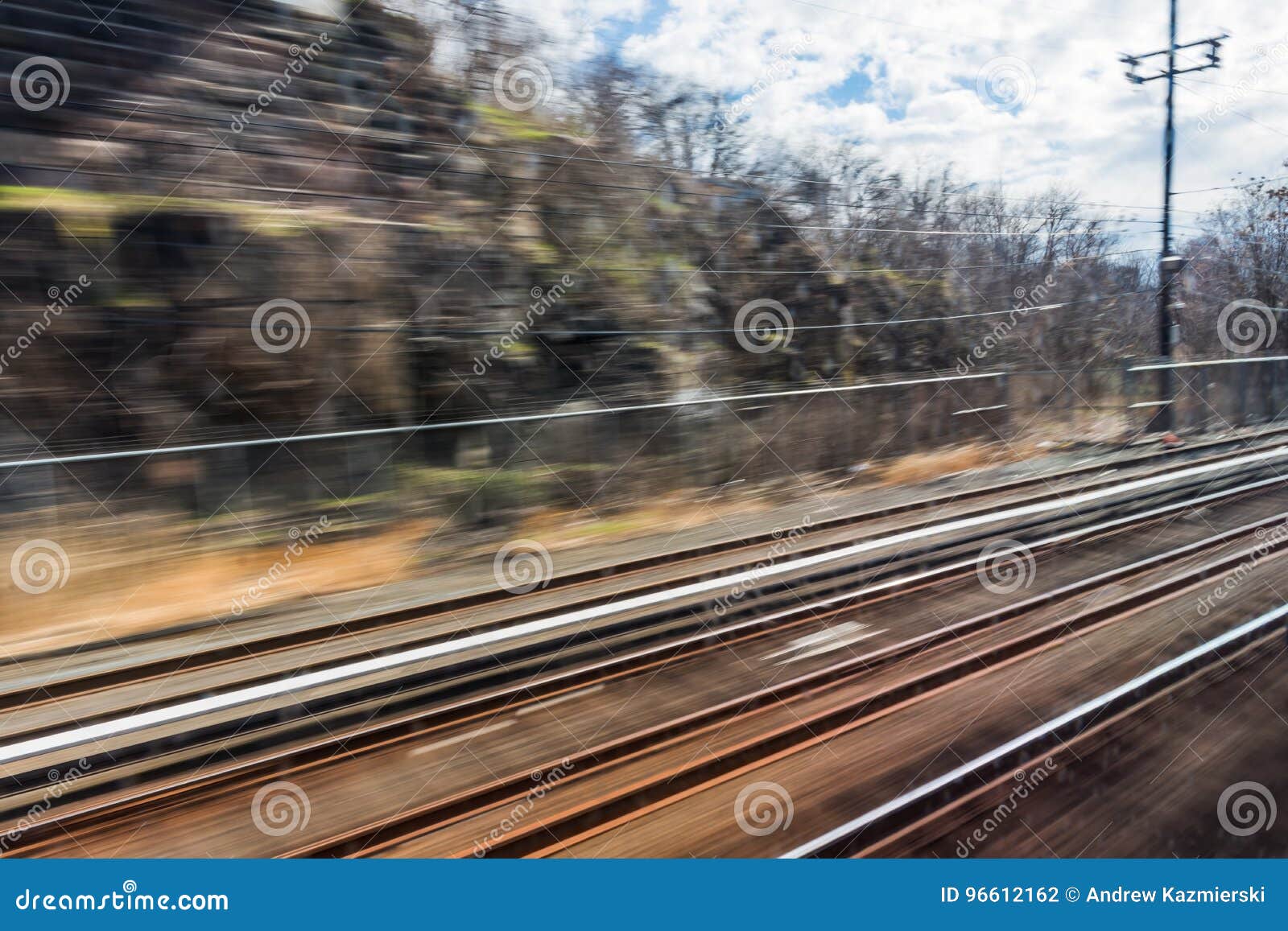 Train Tracks Blur stock photo. Image of tracks, clouds - 96612162
