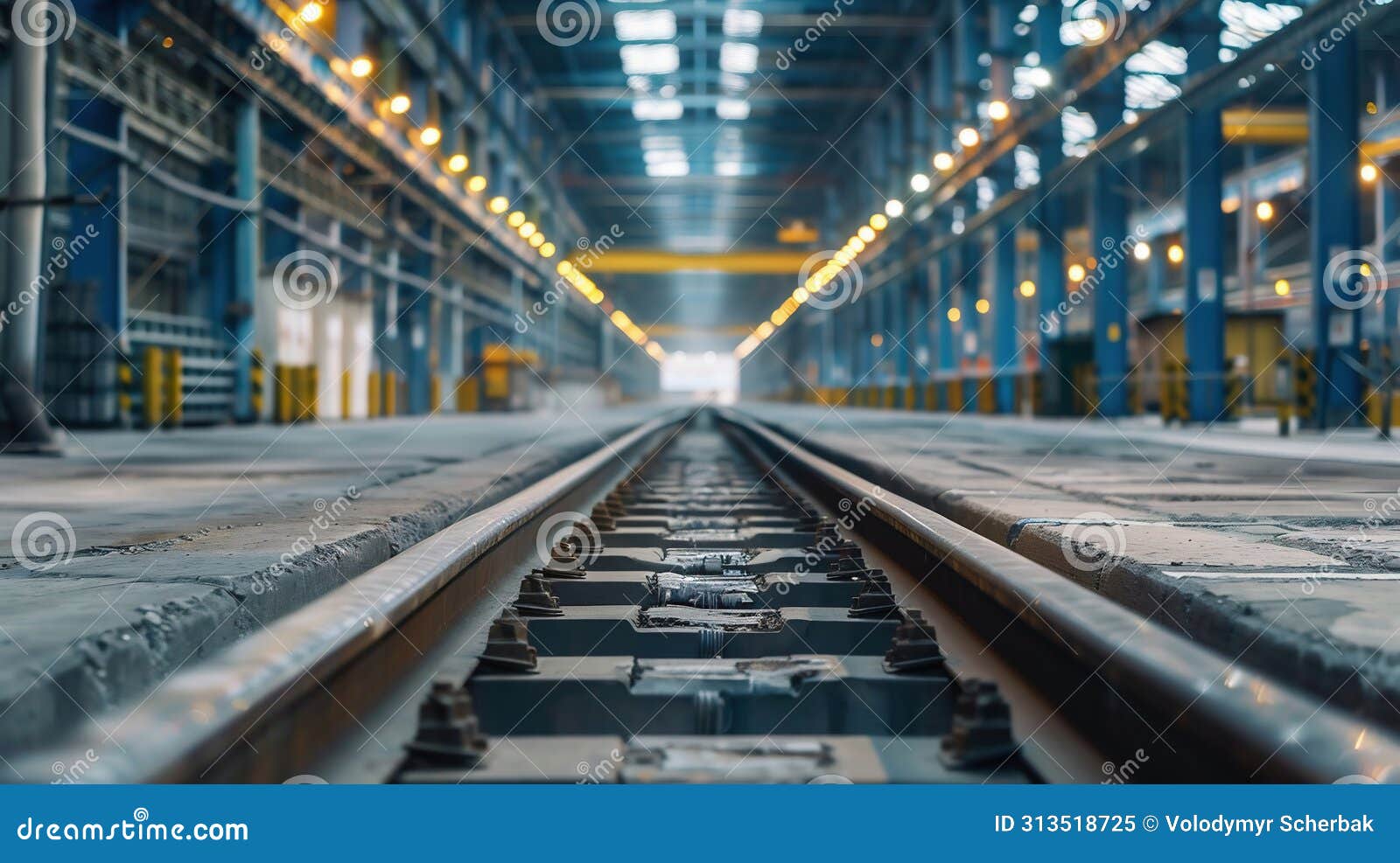 Train Tracks Cut through an Expansive Warehouse, Highlighting the Scale ...