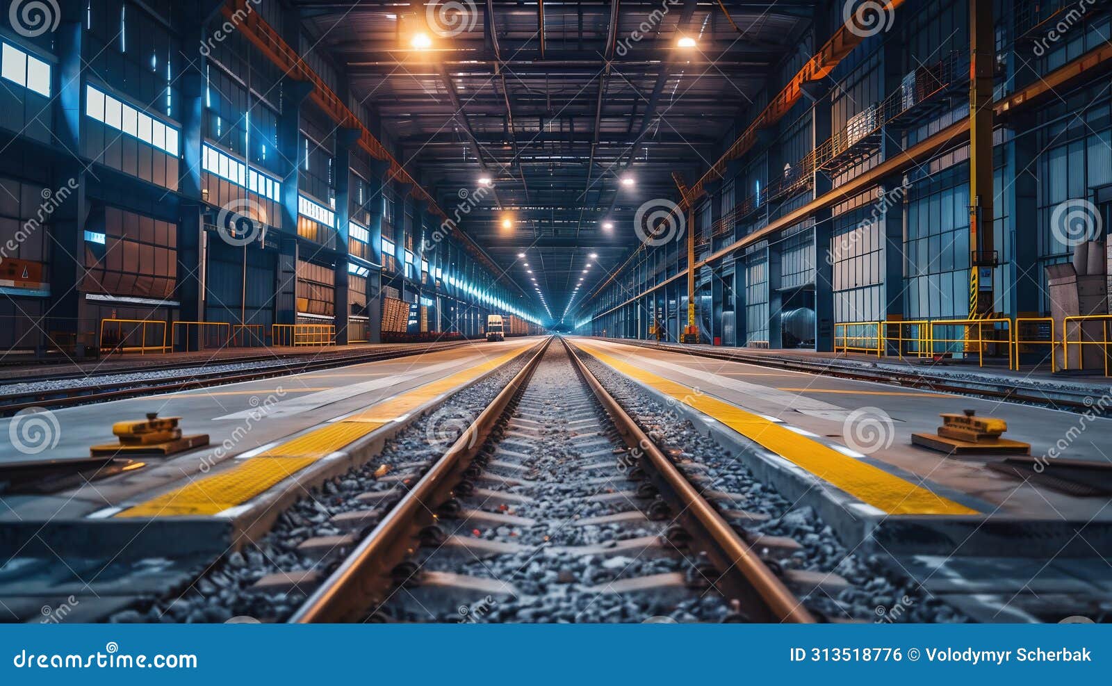 Train Tracks Cut through an Expansive Warehouse, Highlighting the Scale ...