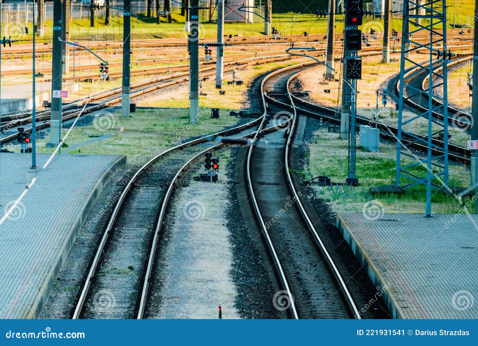 Train tracks daytime stock image. Image of railroad - 221931541