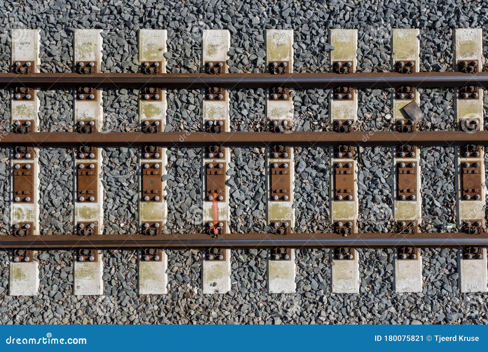 Train Tracks Detail from Above. Close Up Stock Image - Image of gravel ...