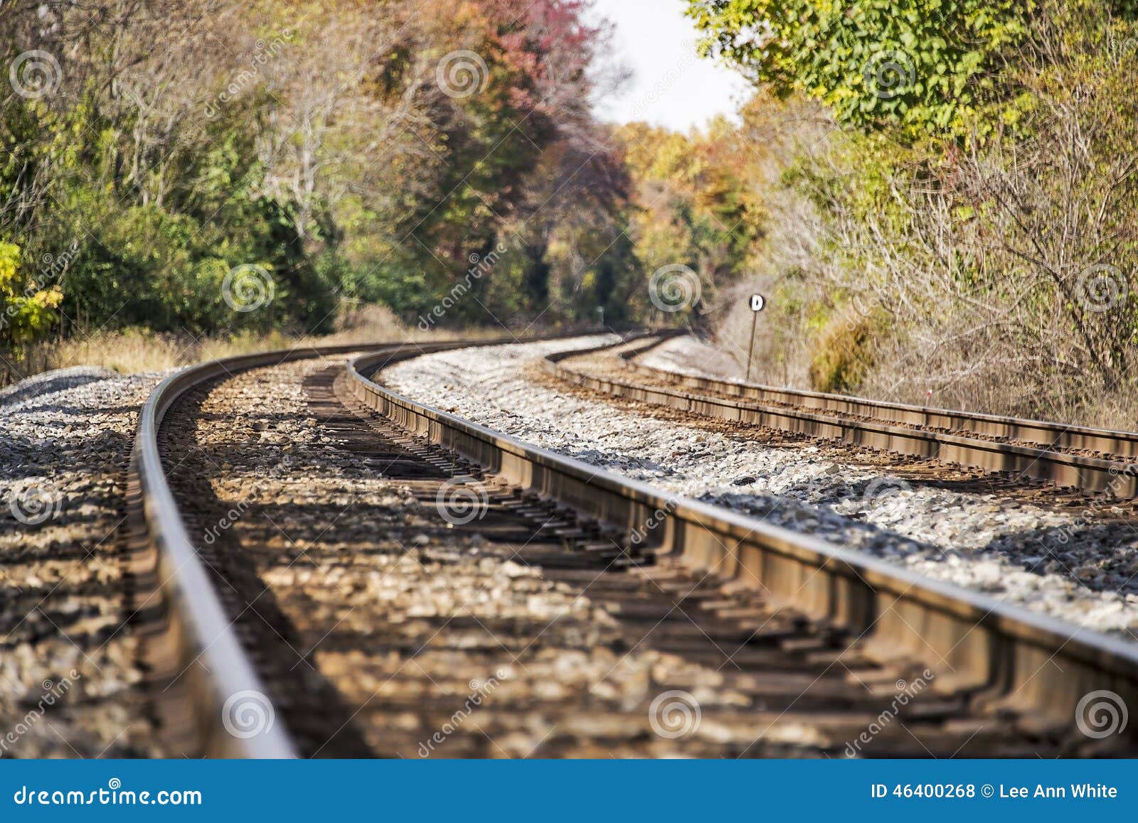 Train Tracks Disappearing into a Rural Autumn Landscape Stock Photo ...