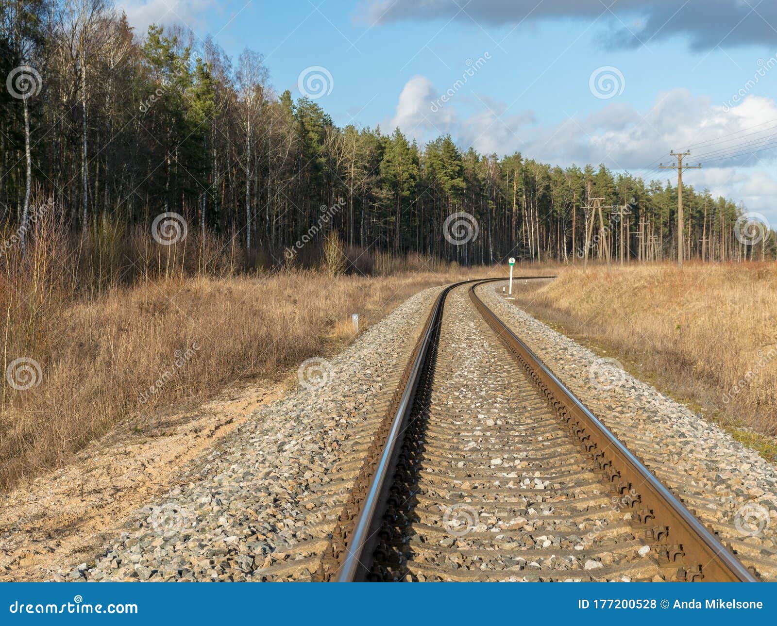 Train Tracks, Early Spring, Dry Grass Stock Photo - Image of train ...
