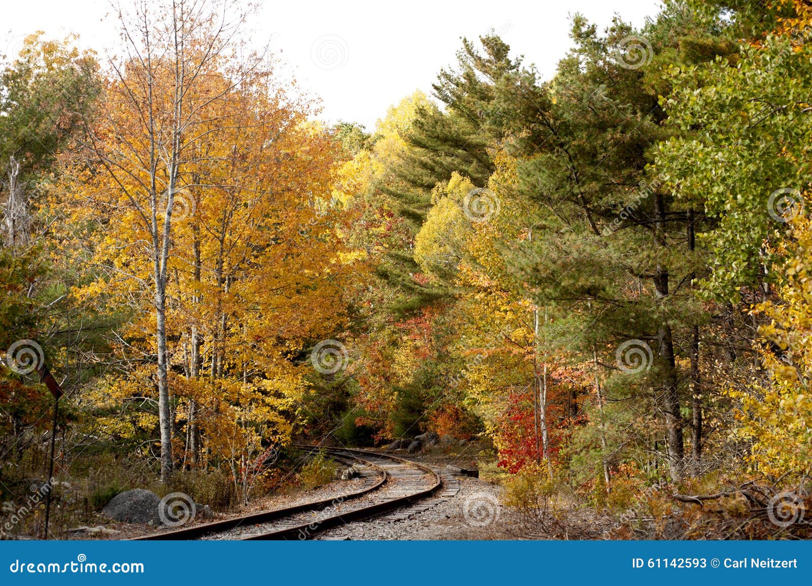 Train Tracks through Fall Color Stock Image - Image of rocks, changing ...