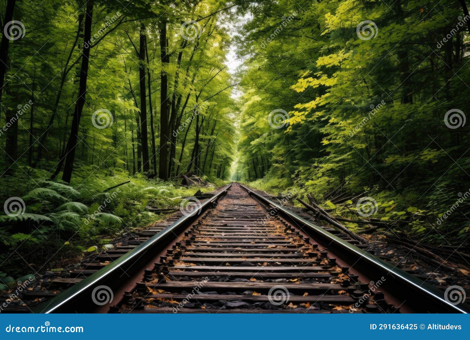 Train Tracks Leading into a Forest Stock Image - Image of landscape ...