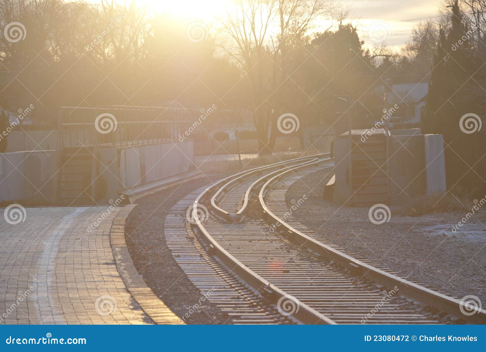 Train Tracks Leading into the Morning Light Stock Photo - Image of ...