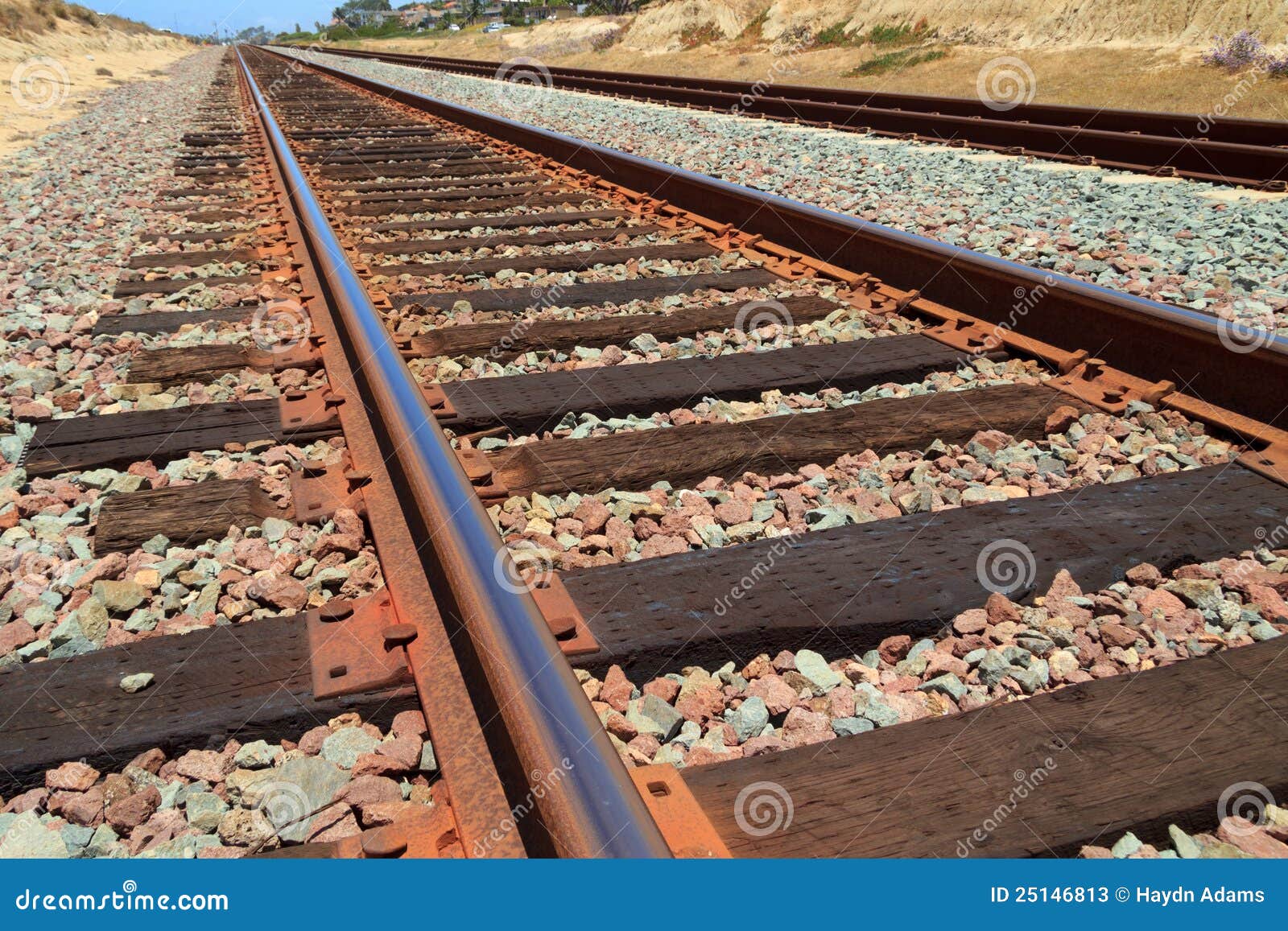 Train Tracks from a Low Perspective Stock Image - Image of train, wood ...