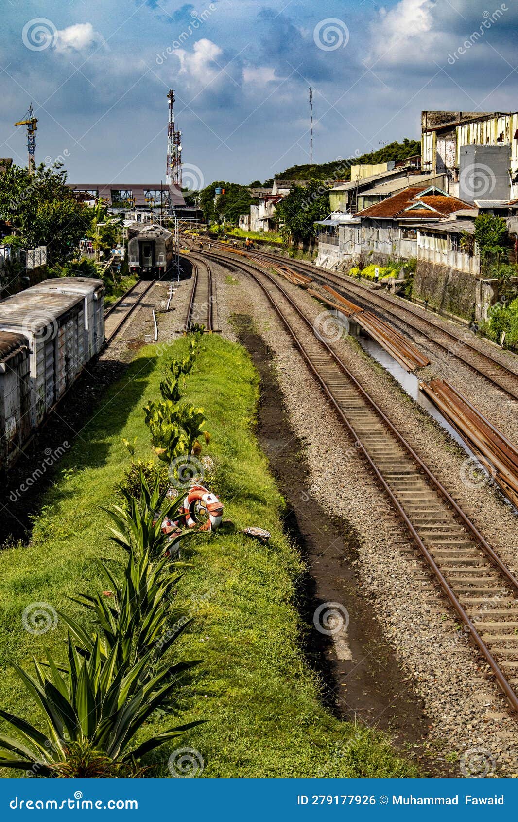The Train Tracks at the Malang City Station, East Java. Stock Photo ...