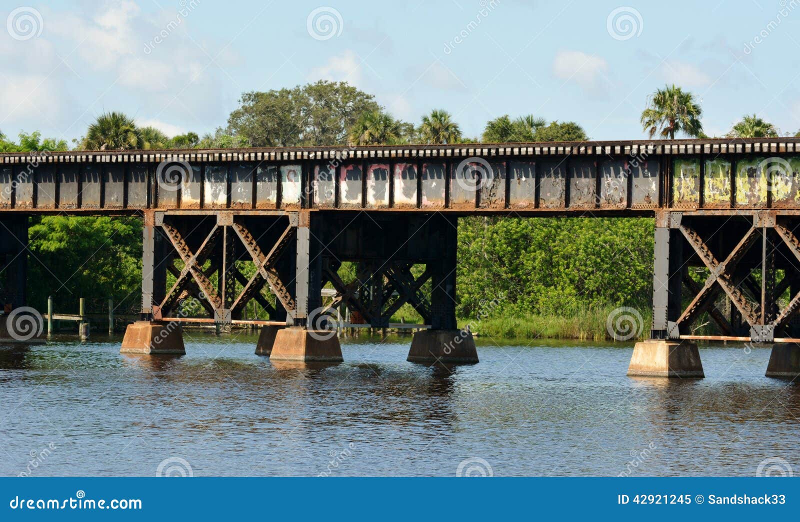 Train Tracks Over Water Close Up Stock Image - Image of shabby ...
