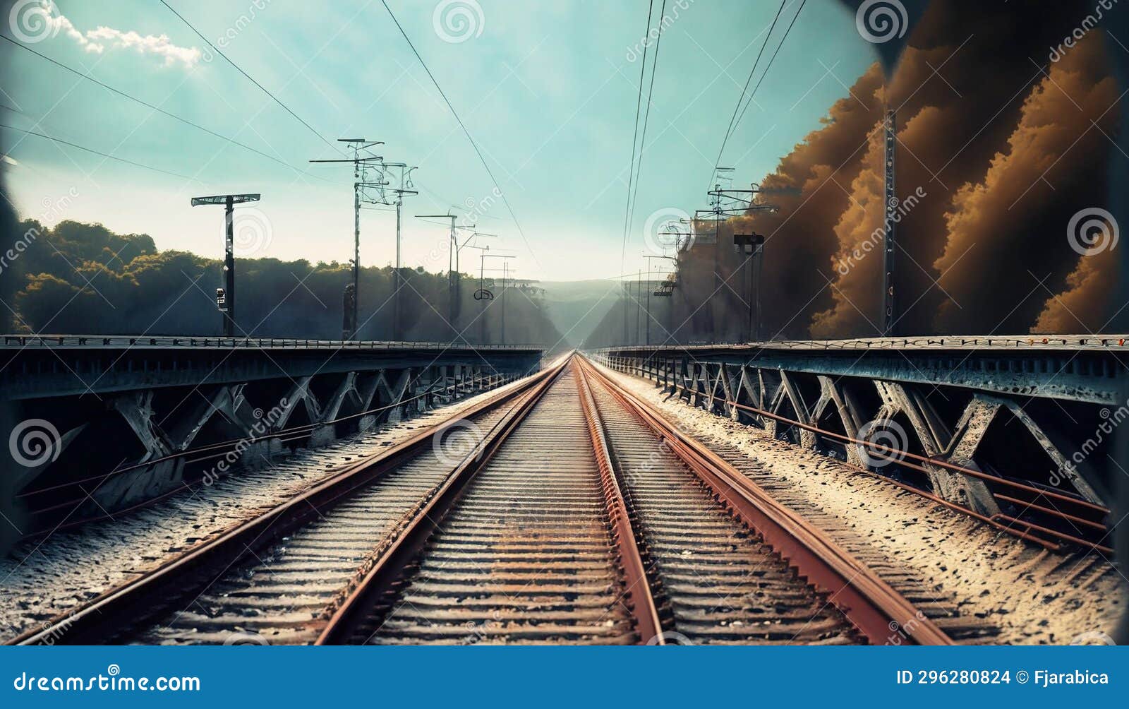 Train Tracks Pass through the Landscape Suitable Stock Illustration ...