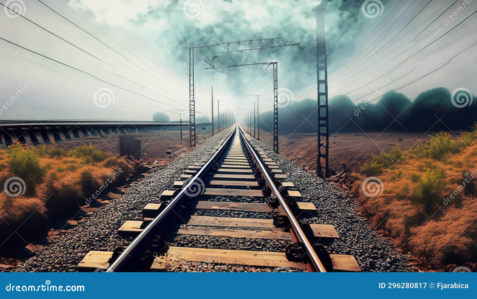 Train Tracks Pass through the Landscape Suitable Stock Illustration ...