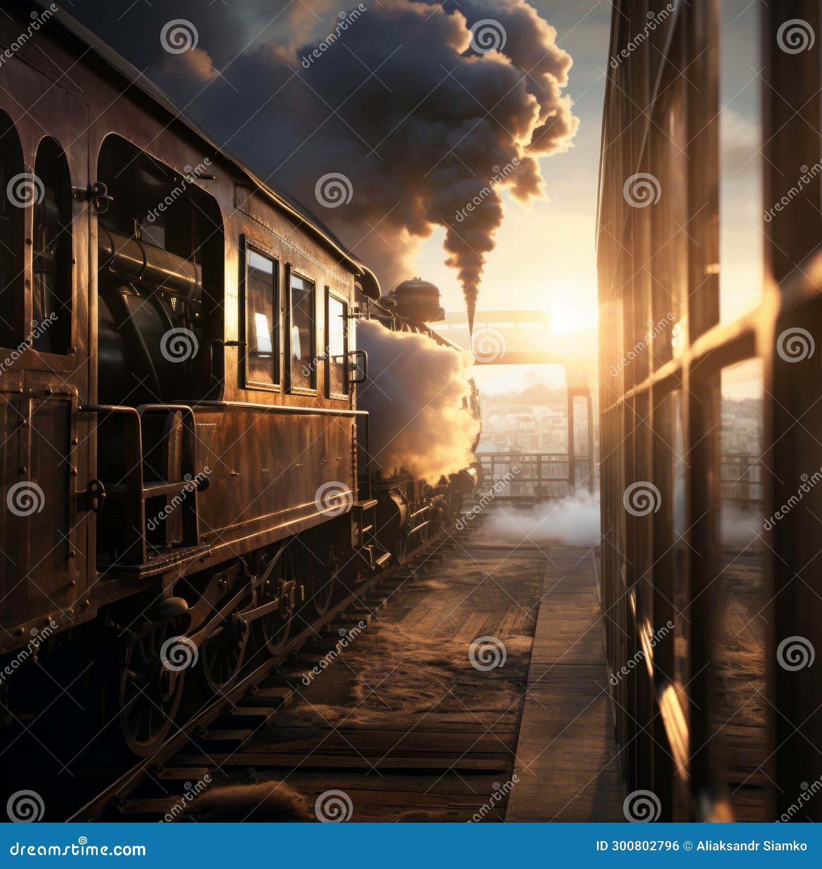A Train on the Tracks with Smoke Coming Out of it Stock Photo - Image ...