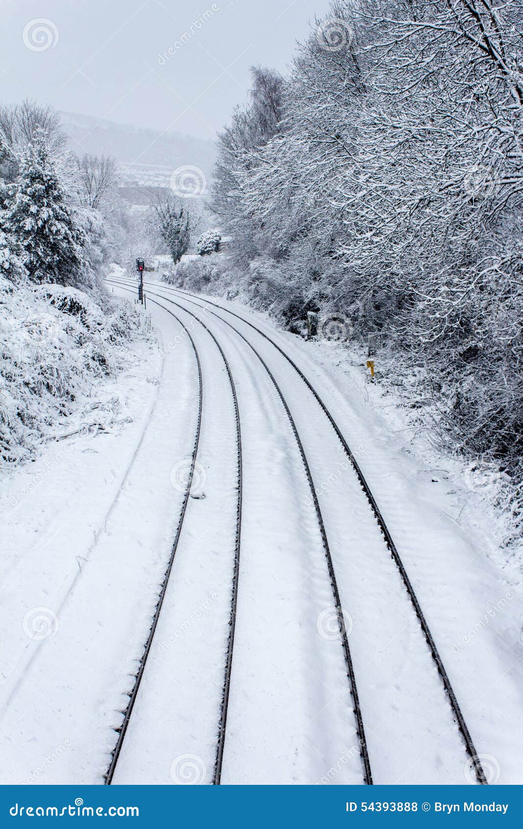 Train Tracks in the Snow stock photo. Image of snowing - 54393888