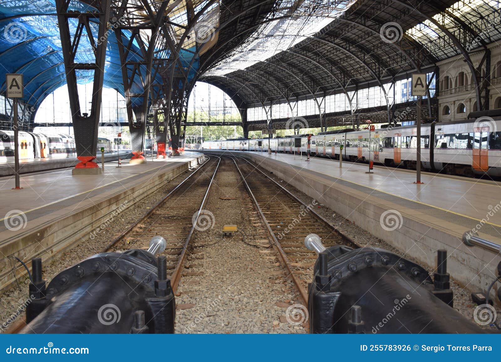Train Tracks and Platforms of a Station. Stock Photo - Image of track ...