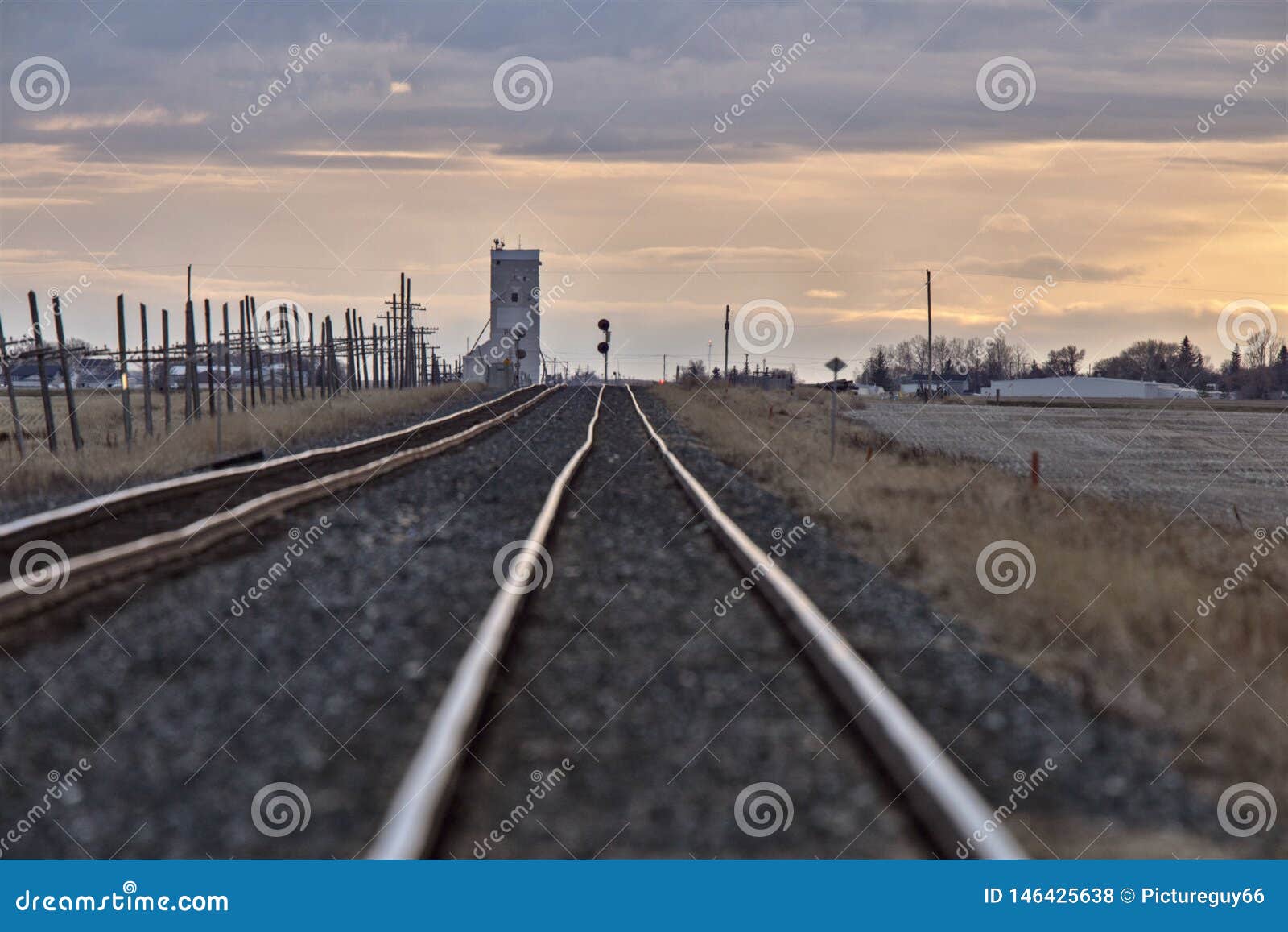 Train Tracks Sunset stock photo. Image of landscape - 146425638