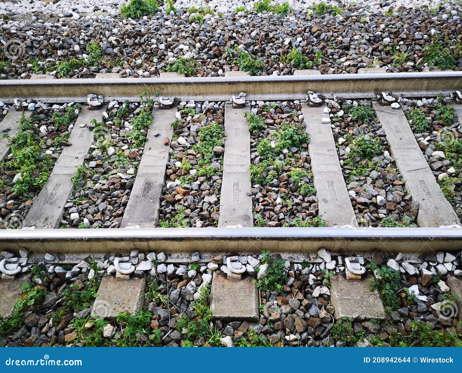 Train Tracks with Tiny Pebbles at Daytime Stock Photo - Image of rail ...