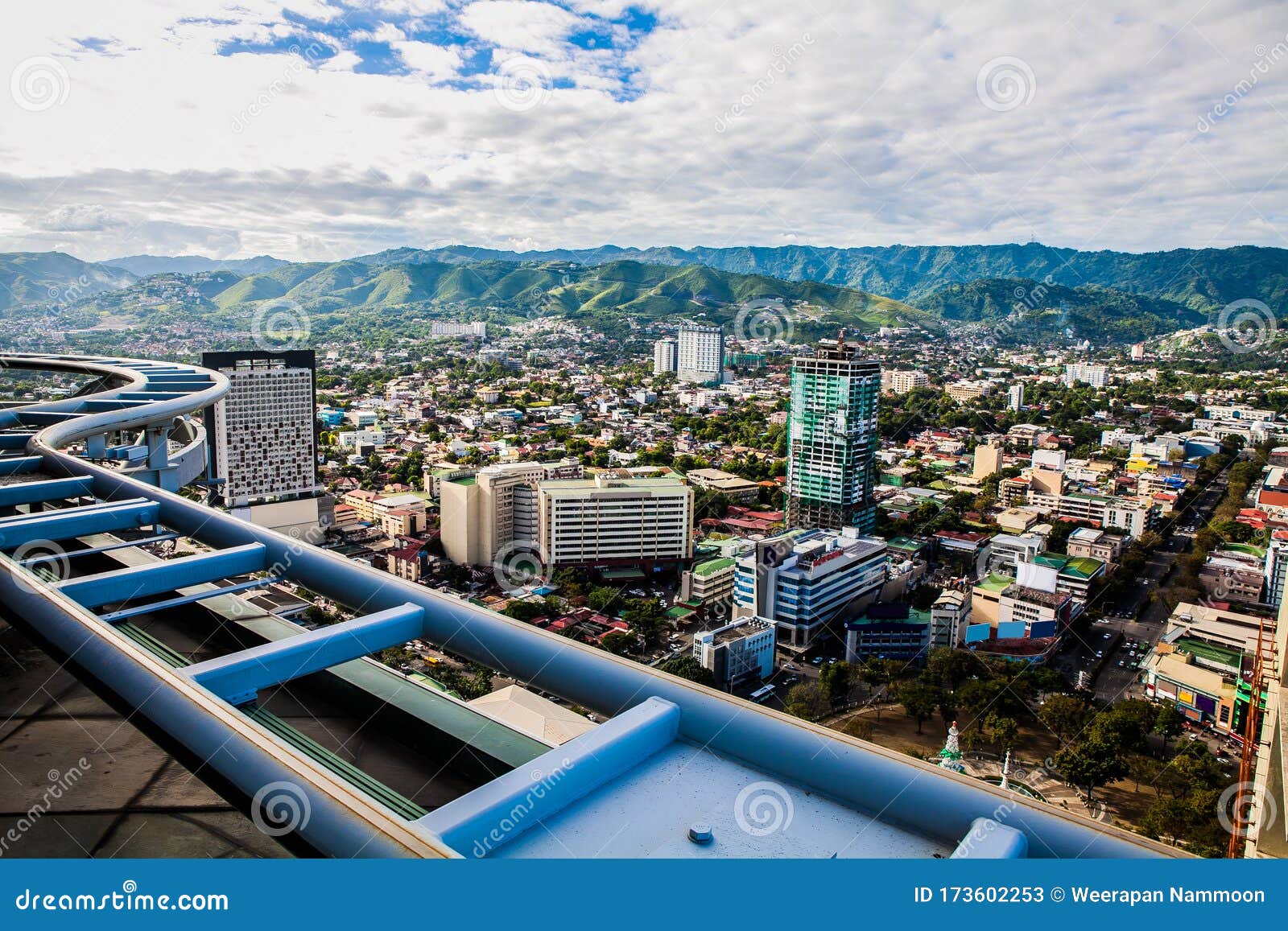 Train Tracks at the Top of the Building Stock Image - Image of height ...