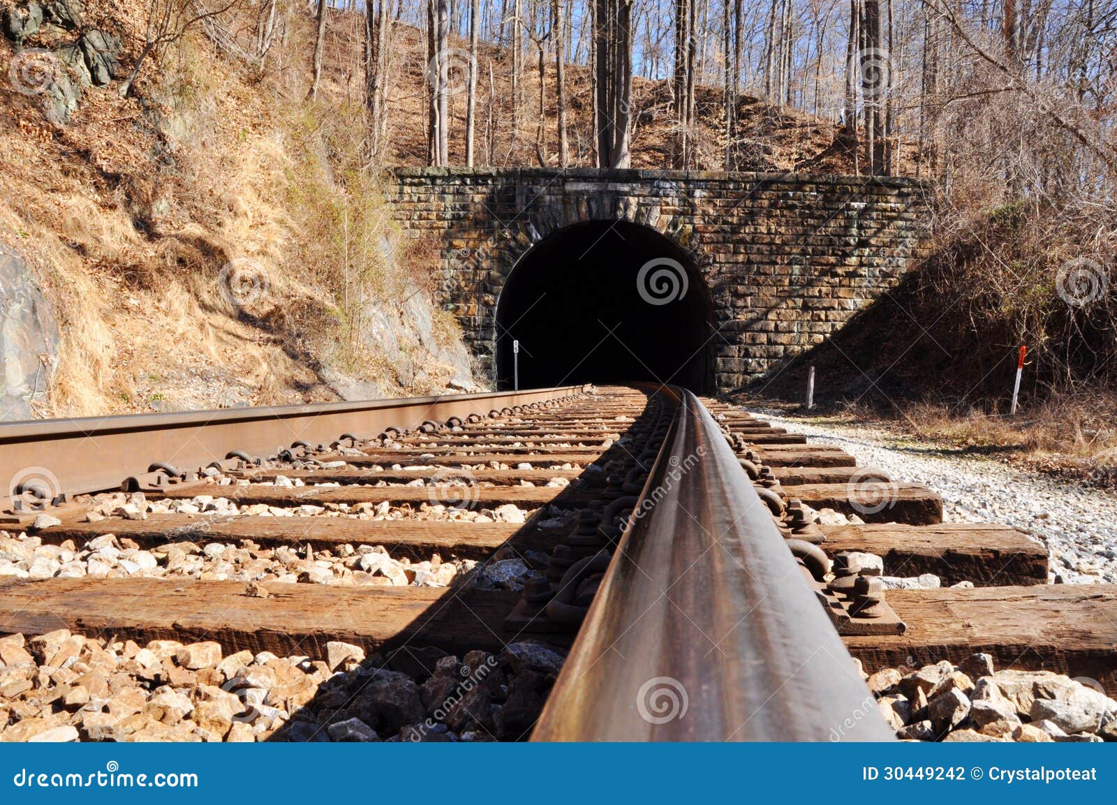 Train tracks and tunnel stock photo. Image of metal, black - 30449242