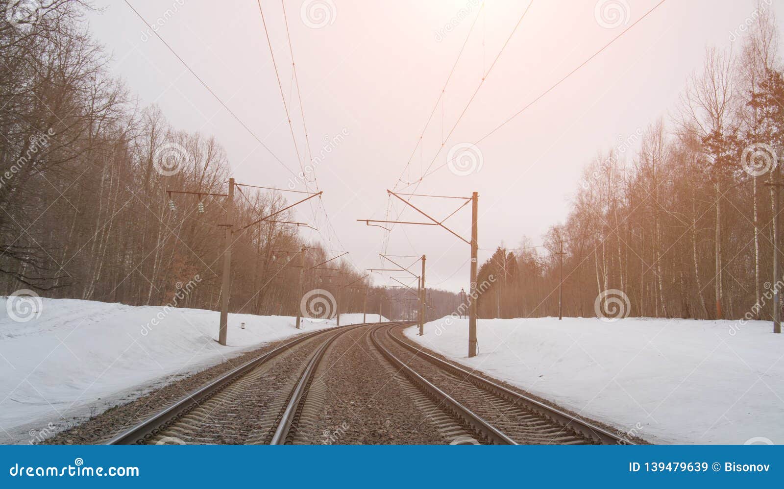 Train Tracks in Winter Mist Stock Image - Image of train, path: 139479639