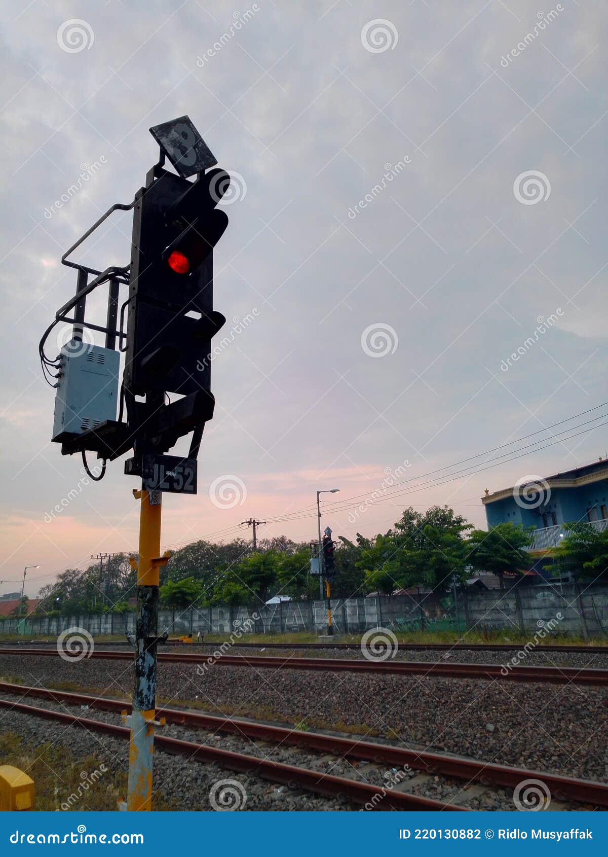 Train Traffic Lights in the Evening Editorial Photography - Image of ...