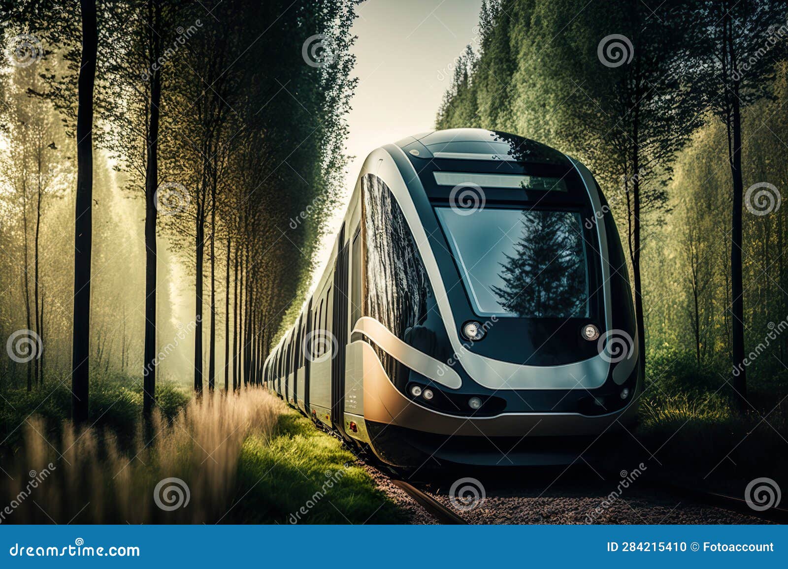 Train Transportation System of the Future Captured on Railway Tracks in ...