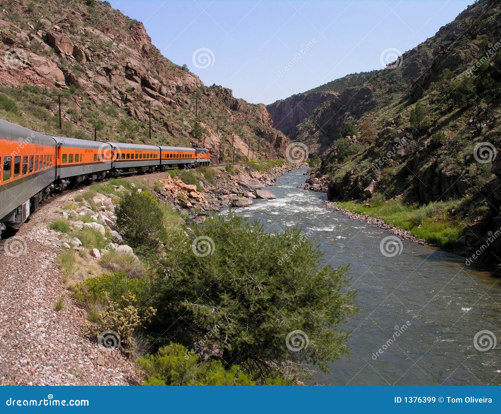 Train Traveling Along the River. Stock Image - Image of tracks, cripple ...