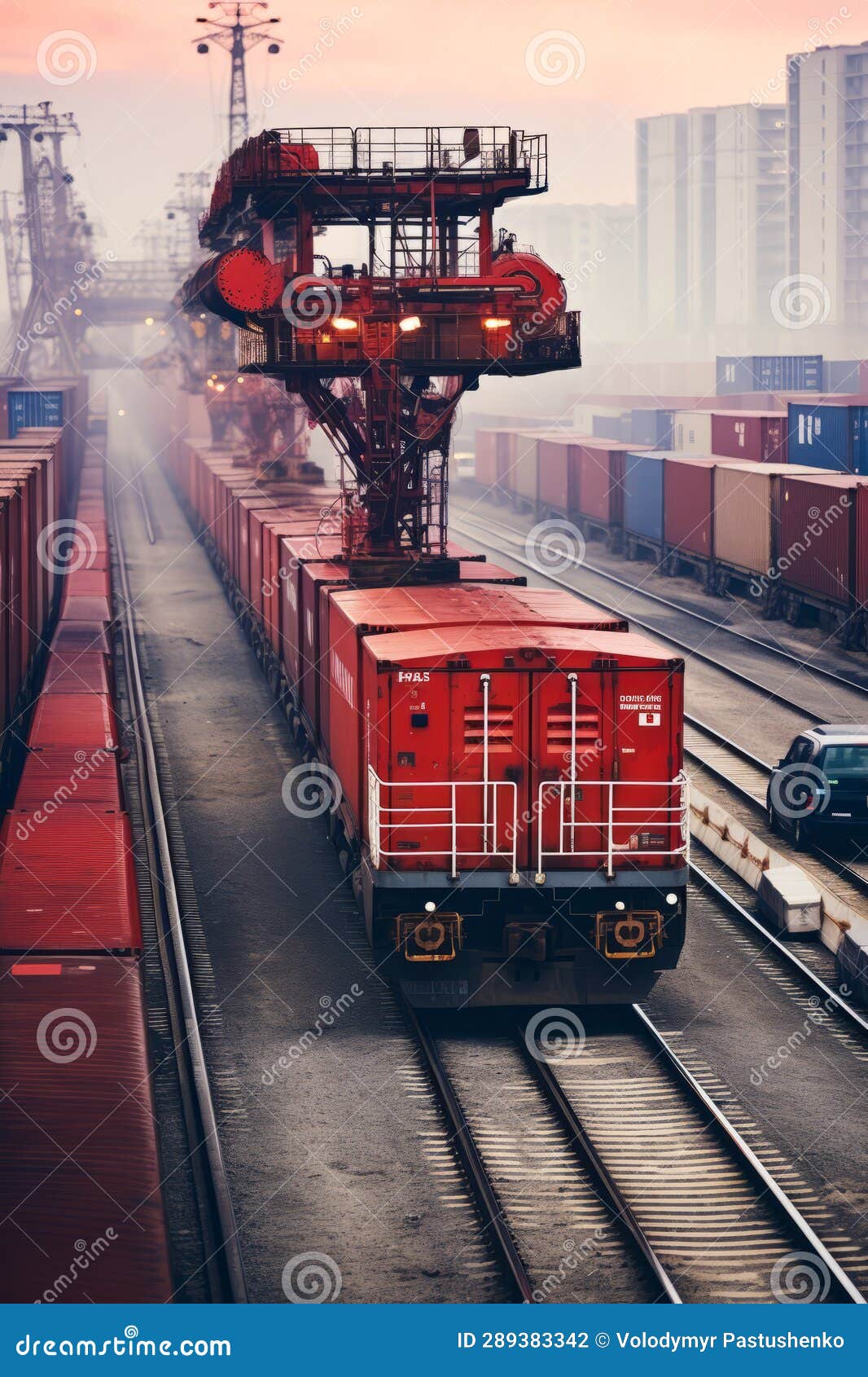 Train Traveling Down Train Tracks Next To Loading Dock. Generative AI ...