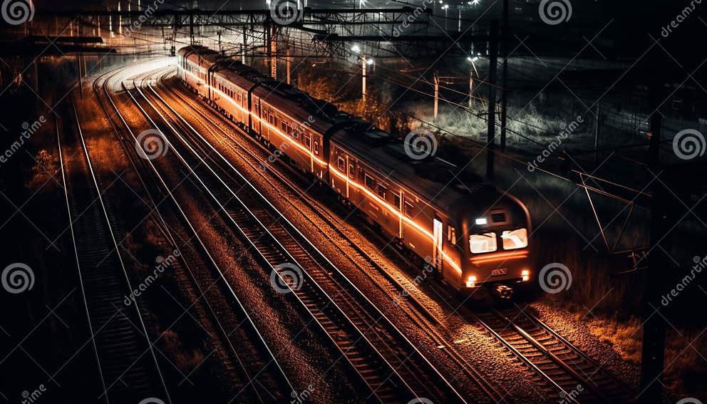 Train in the Tunnel Train in Motion Train at Night Stock Illustration ...
