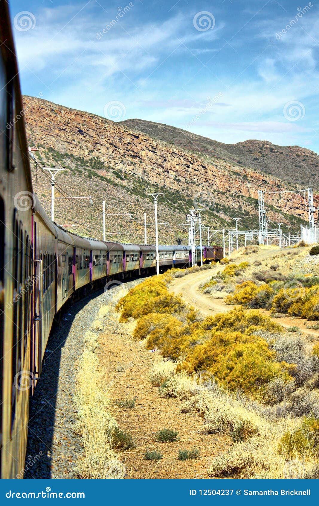 Train Turning Bend stock image. Image of fynbos, track - 12504237