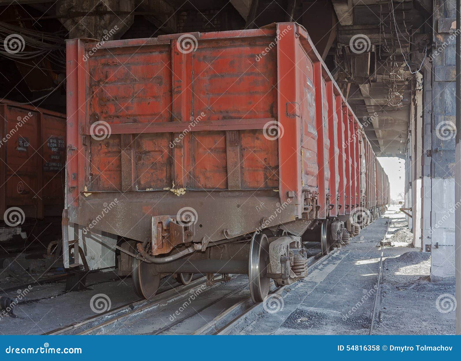 Train Under Loading of Coal at a Coal Mine Stock Photo - Image of ...