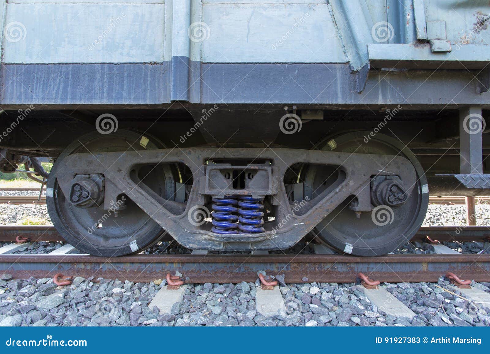 A Train Under Structure on the Train Track. Stock Image - Image of rust ...