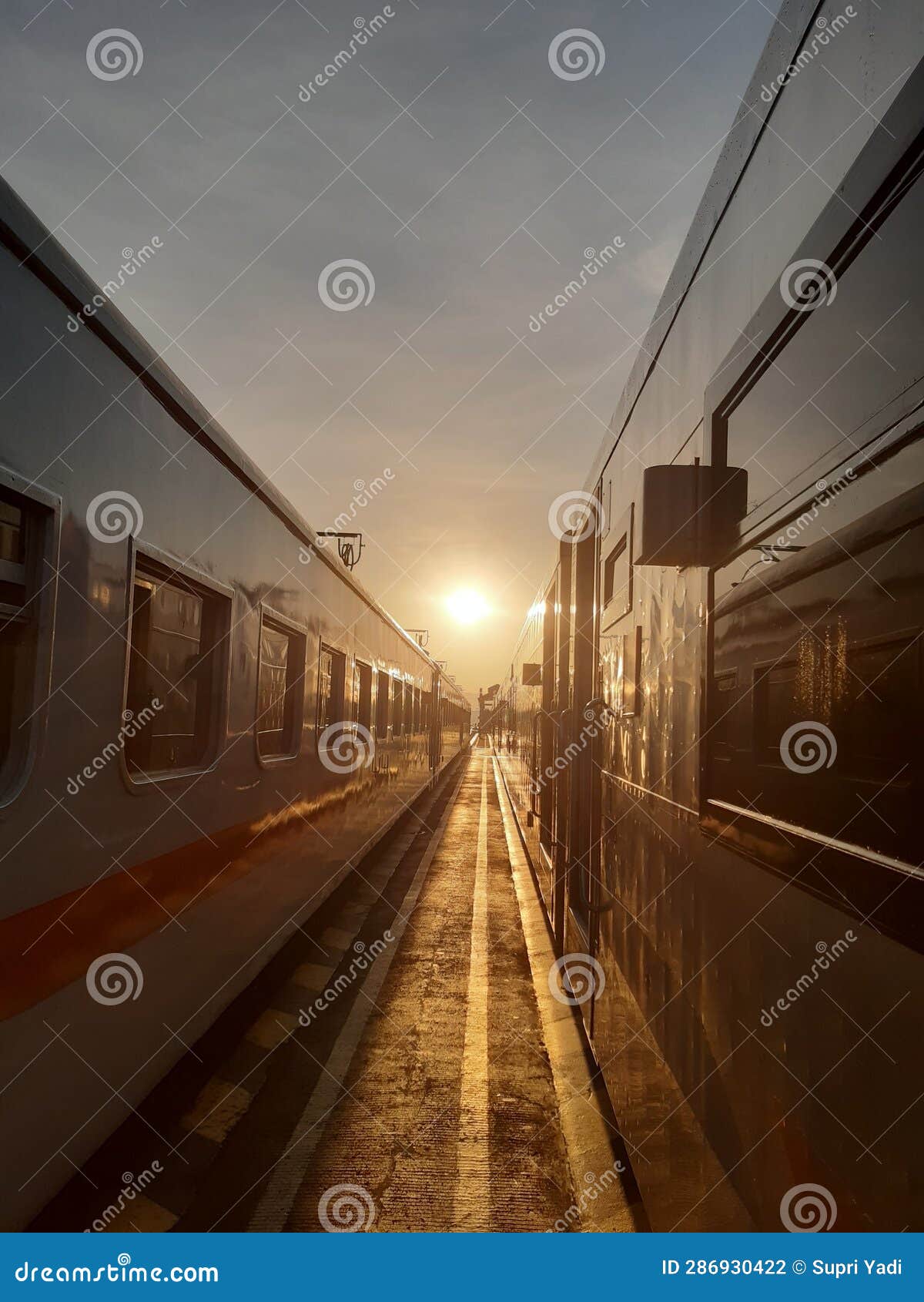 Train Under the Sunrise, and we Traveling To Unknown Place. Stock Photo ...