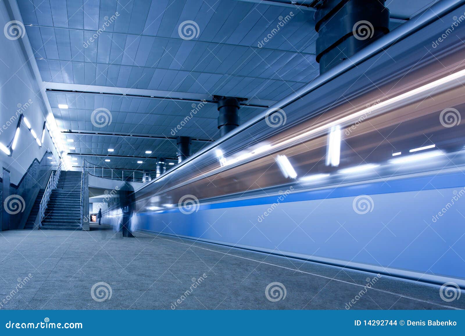Train on Underground Platform Stock Photo - Image of motion, locomotive ...