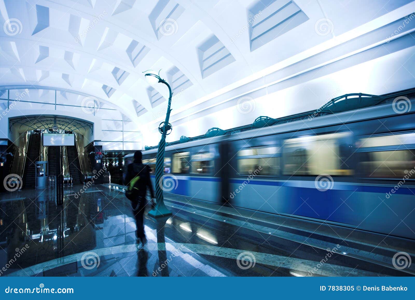 Train on Underground Station Stock Image - Image of getaway, modern ...