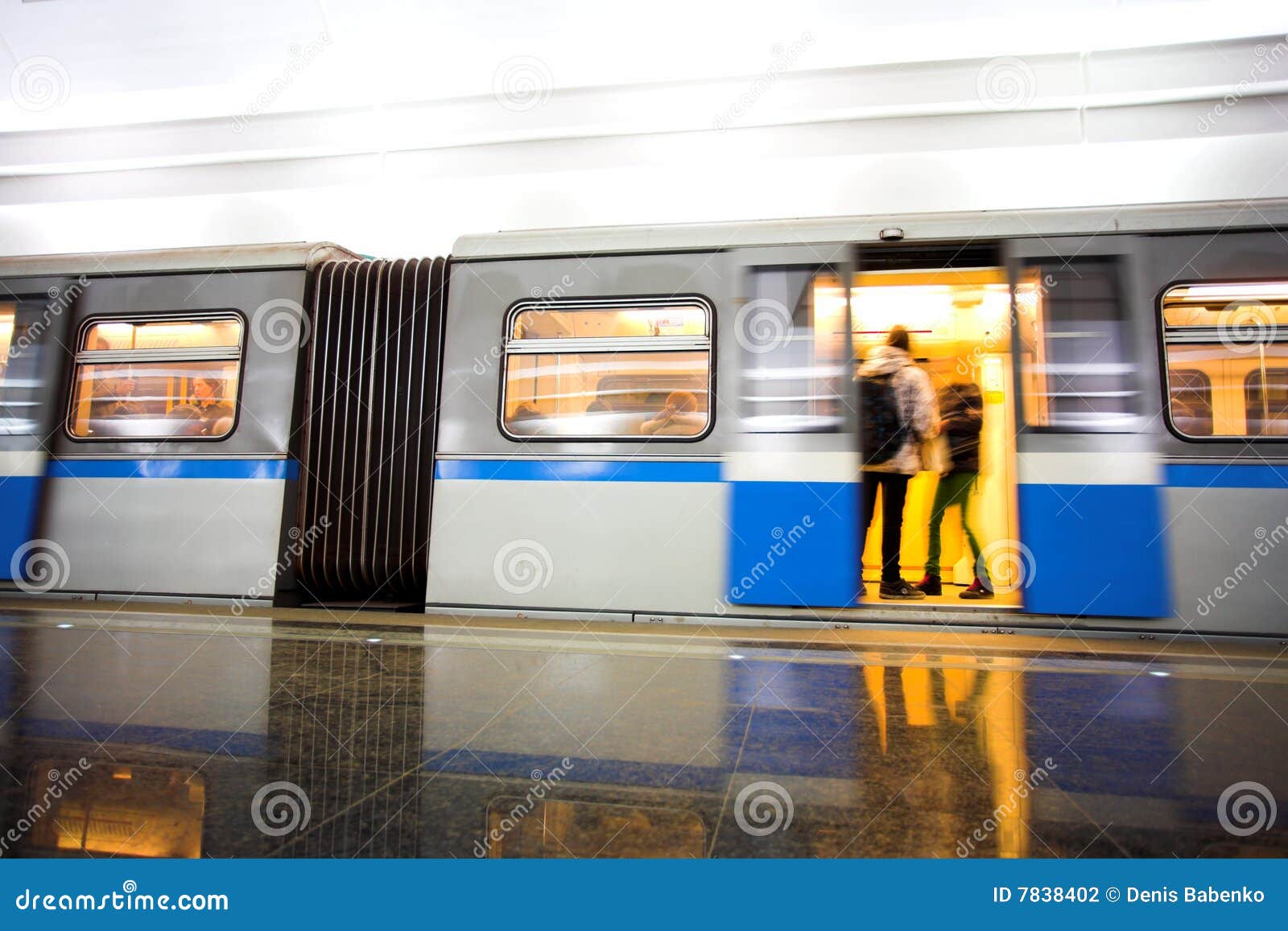 Train on Underground Station Stock Photo - Image of inside, perspective ...