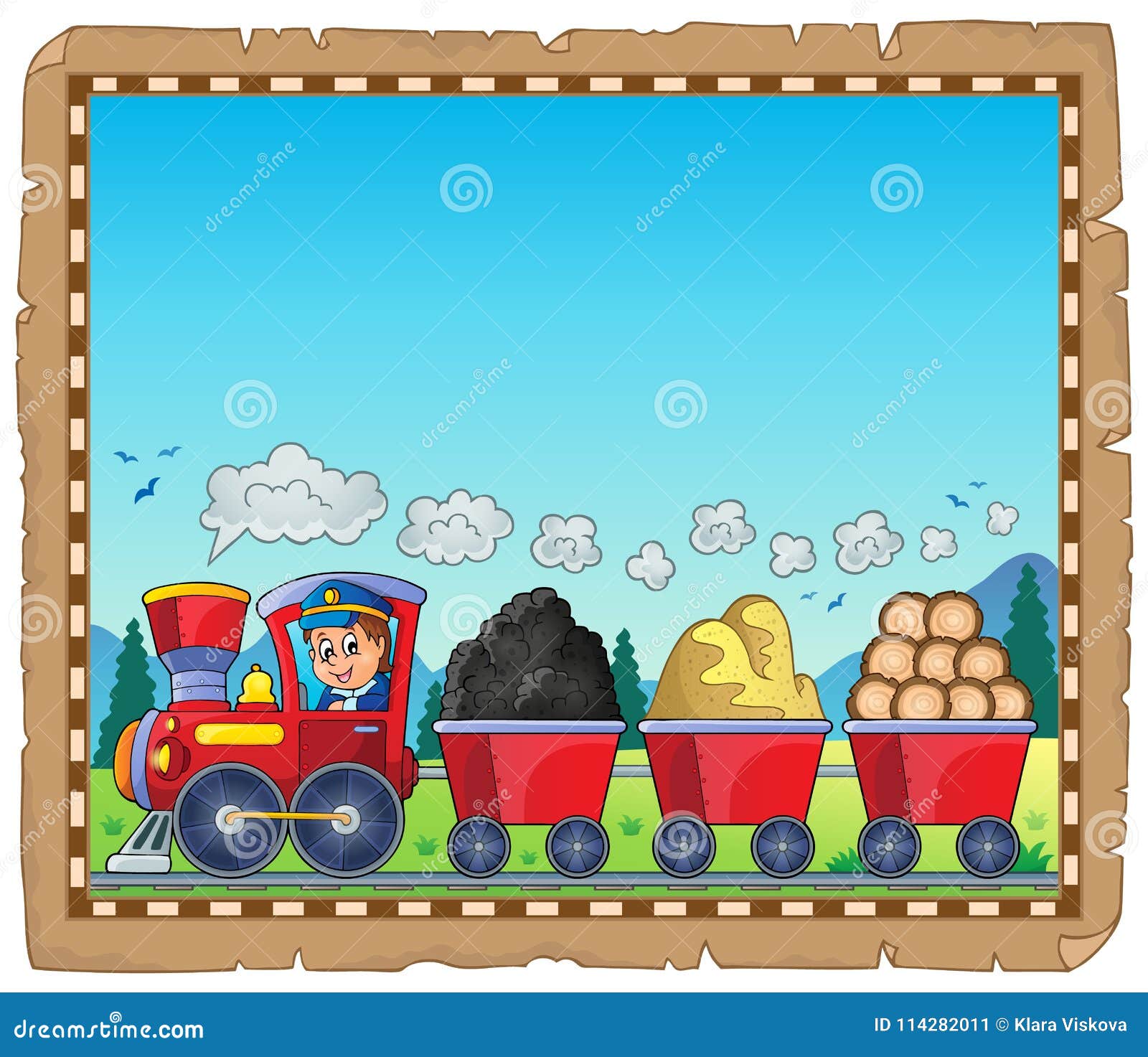 Train with Various Materials Parchment 1 Stock Vector - Illustration of ...