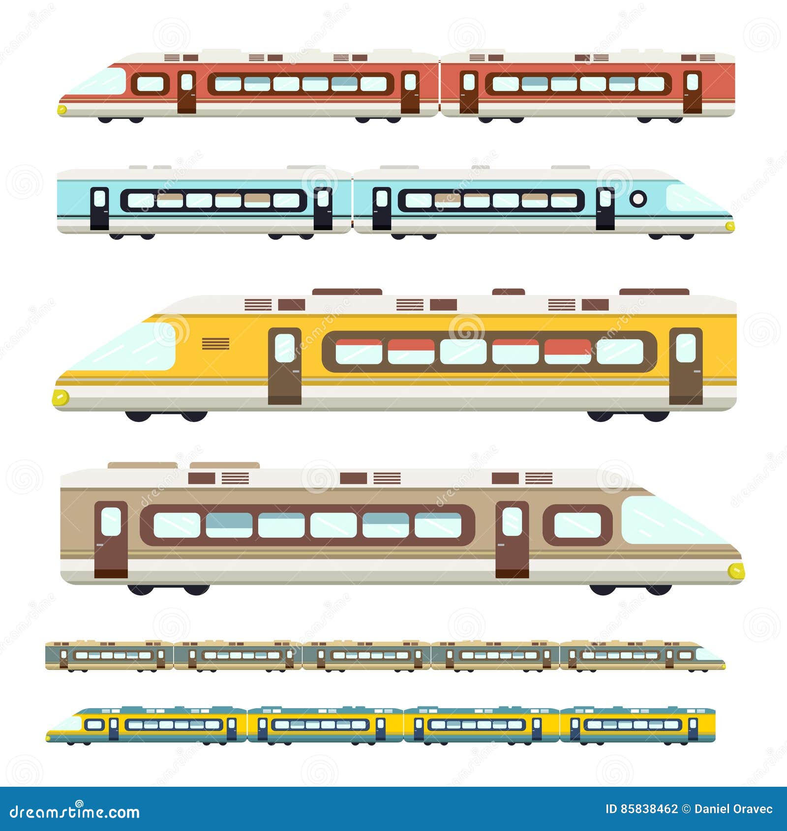 Train. Vector Flat Design Modern Trains Icons Set Stock Vector ...