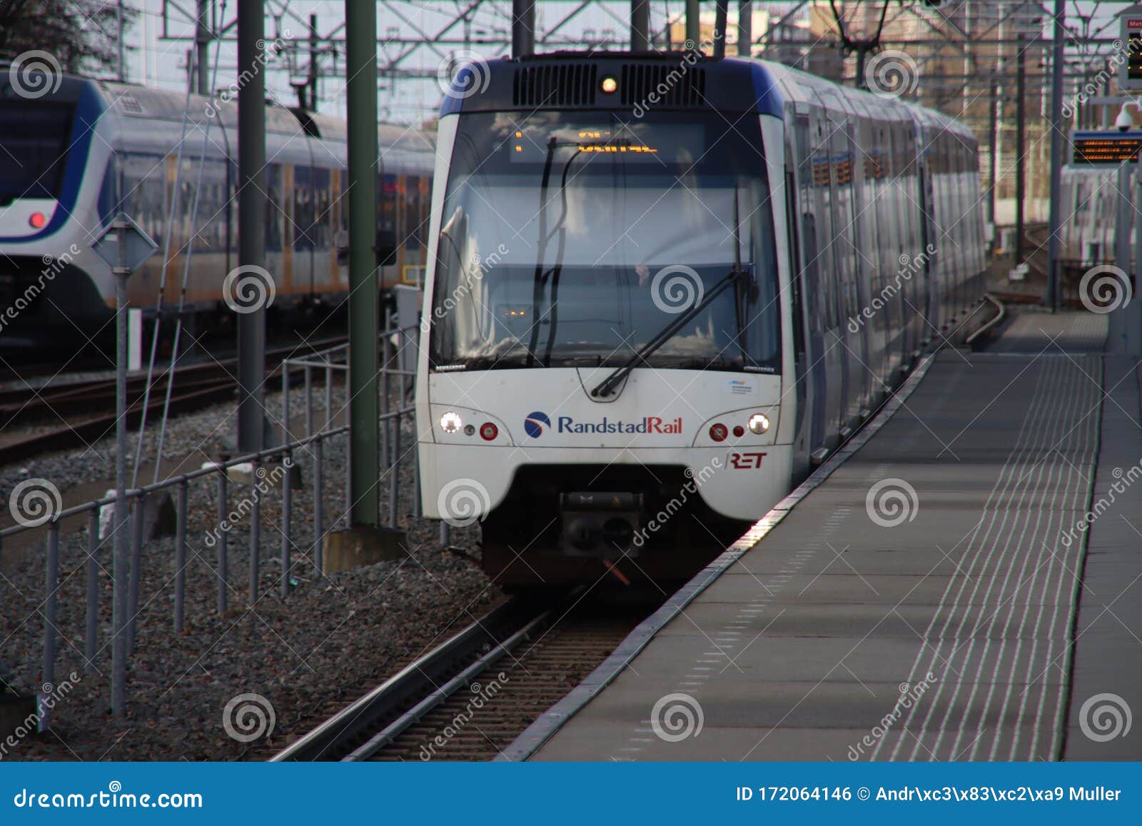 Train Vehicle of Randstadrail Along Platform at Station Forepark with ...